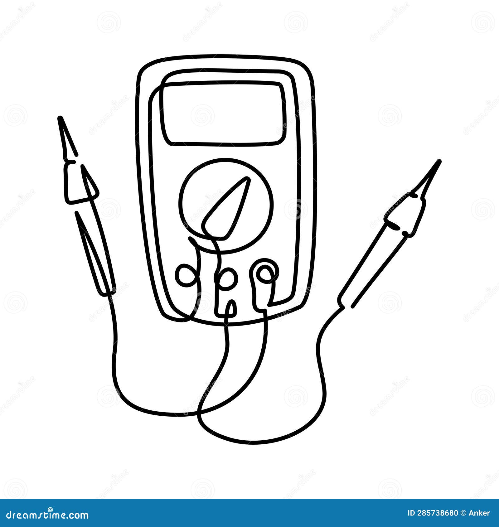 Digital Voltmeter Multimeter Isolated Thin Line Icon. Continuous Stock ...
