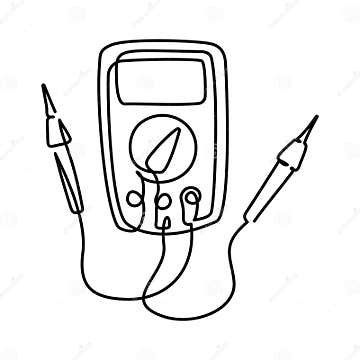 Digital Voltmeter Multimeter Isolated Thin Line Icon. Continuous Stock ...