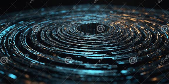 Digital Vortex Front View Close Up of a Digital Vortex in an Abstract ...