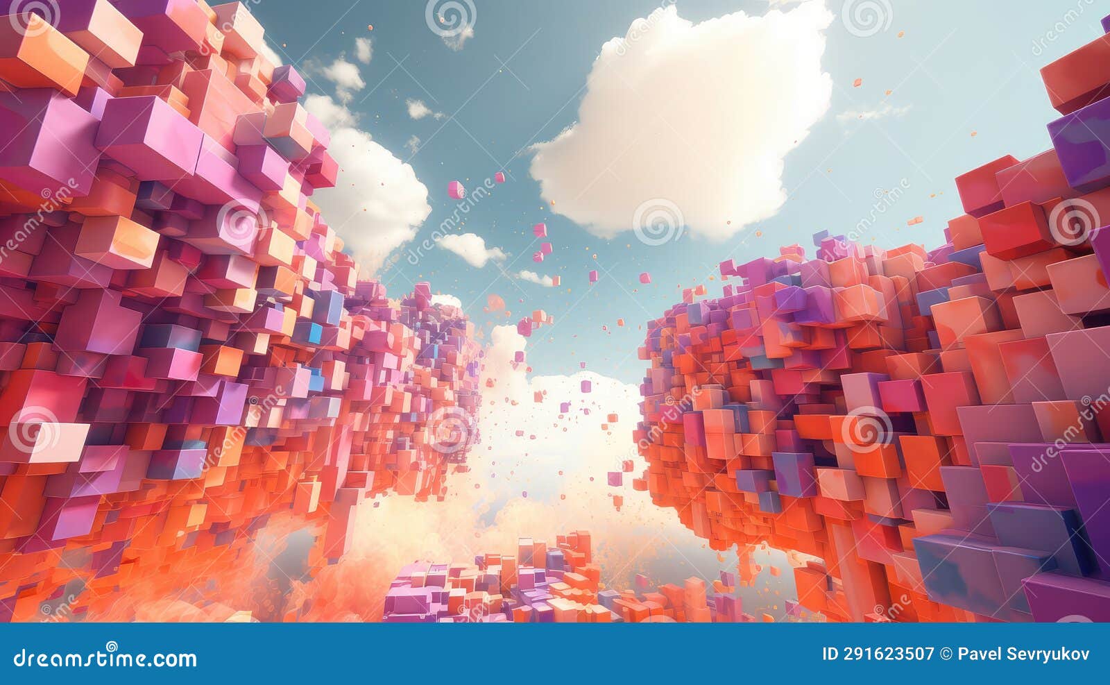 Digital Voxel Artificial Cubes Stock Illustration - Illustration of ...