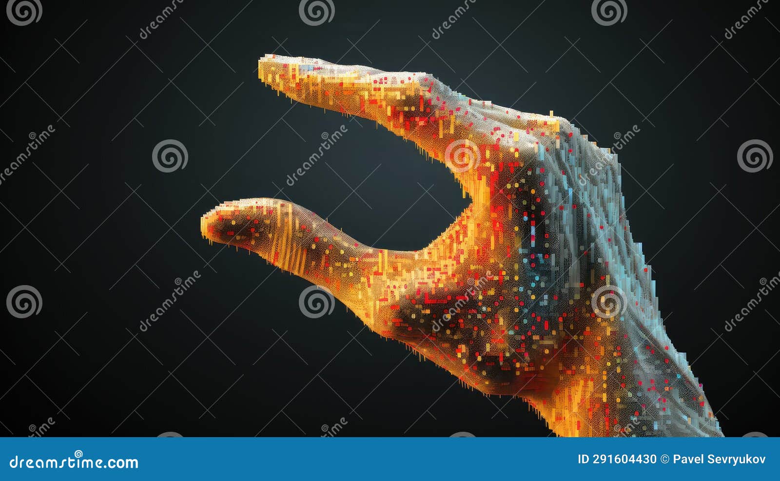 Digital voxel human hand stock illustration. Illustration of gesture ...