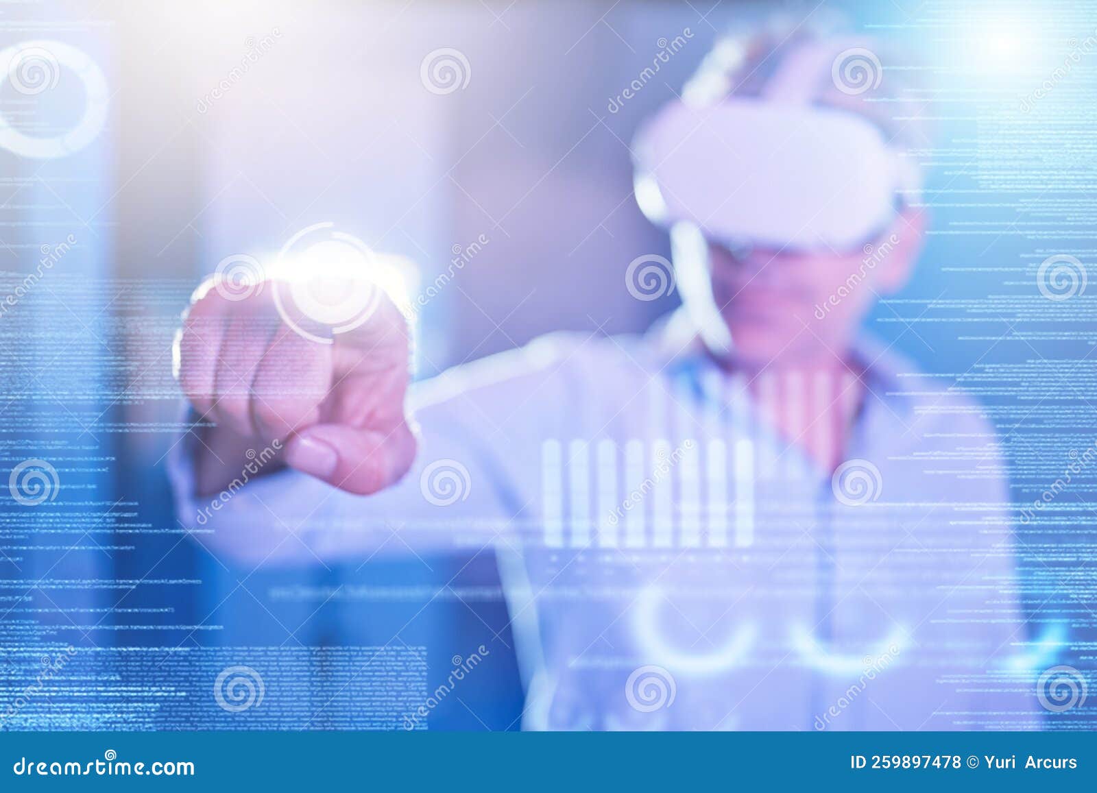 Digital Vr Headset or Software, Developer or Coding User Interface or UX Program Code on 3D Data ...