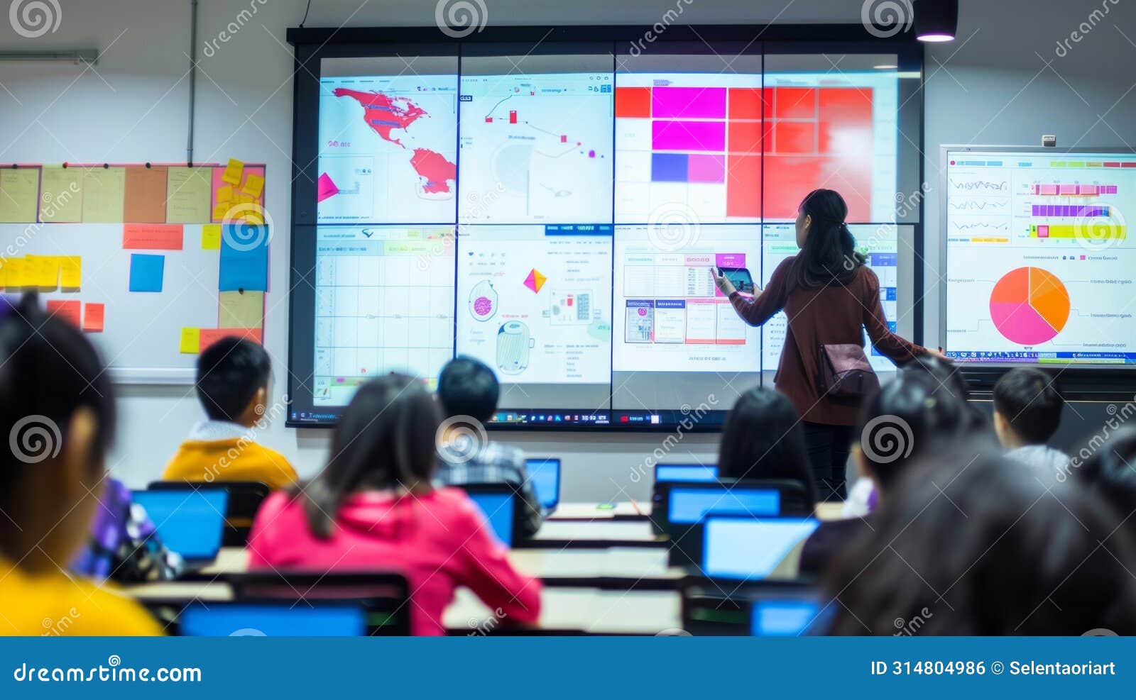 Digital Wall Organizers for Modern Classrooms Stock Illustration ...