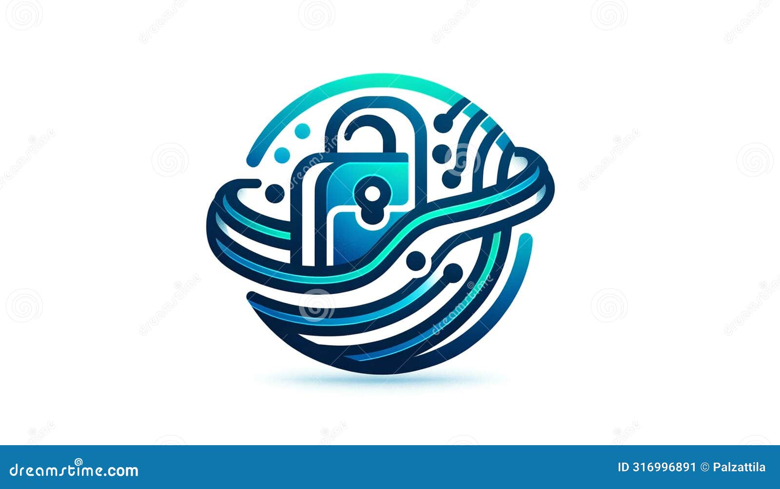 Digital Wallet App Logo Secure Lock and Digital Waves Design Stock ...