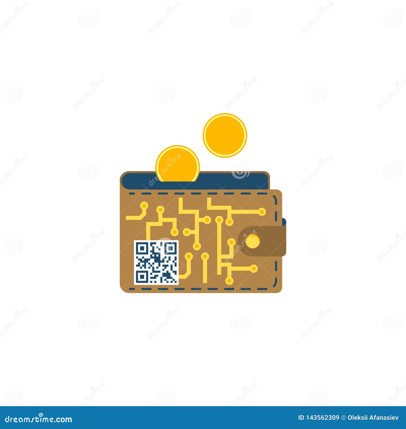 Digital Wallet Concept Flat Vector Icon Stock Vector - Illustration of ...