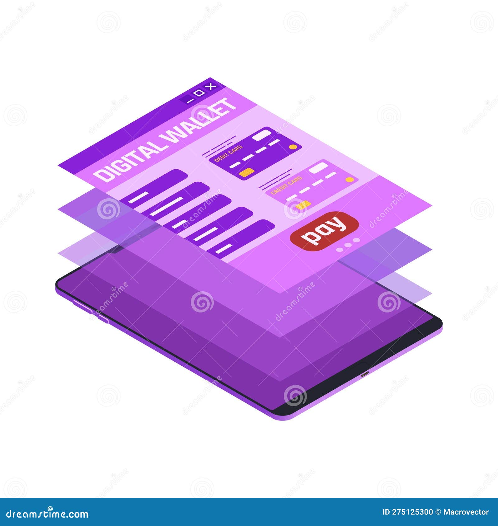 Digital Wallet Icon stock vector. Illustration of payment - 275125300