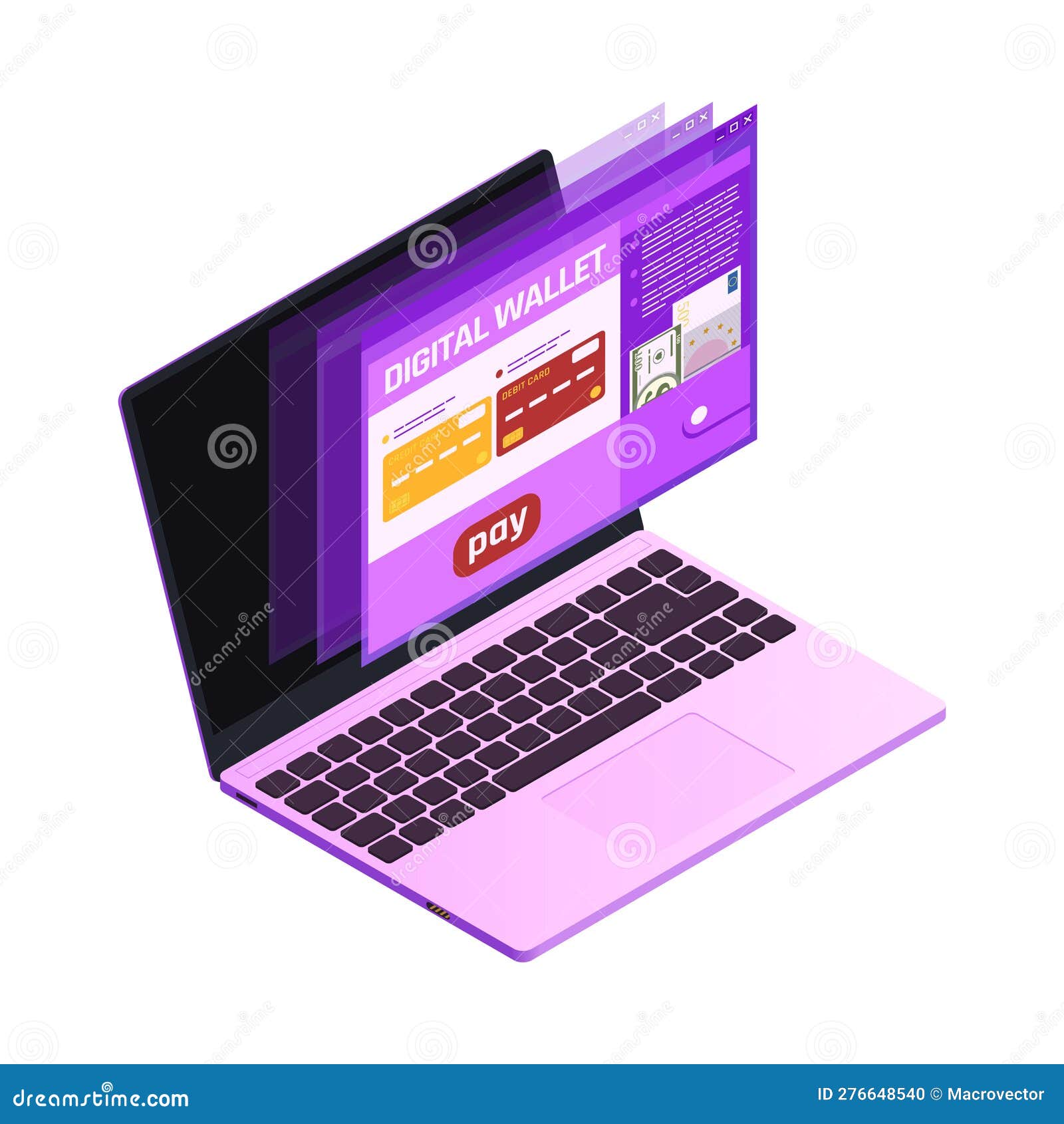 Digital Wallet Icon stock vector. Illustration of mobile - 276648540