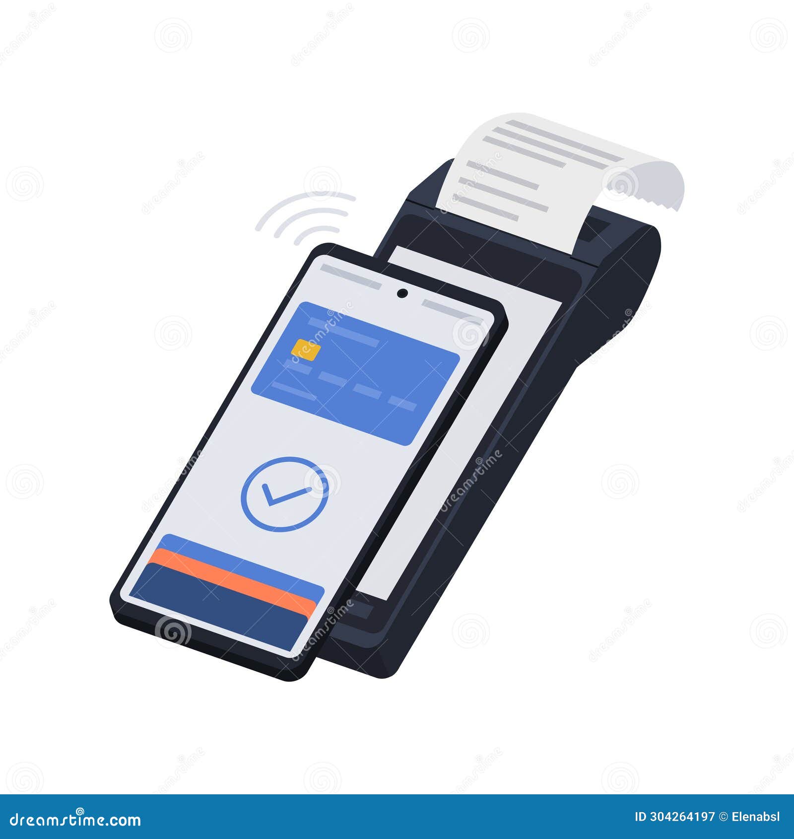 Digital Wallet Payment Accepted on POS Terminal Stock Illustration ...