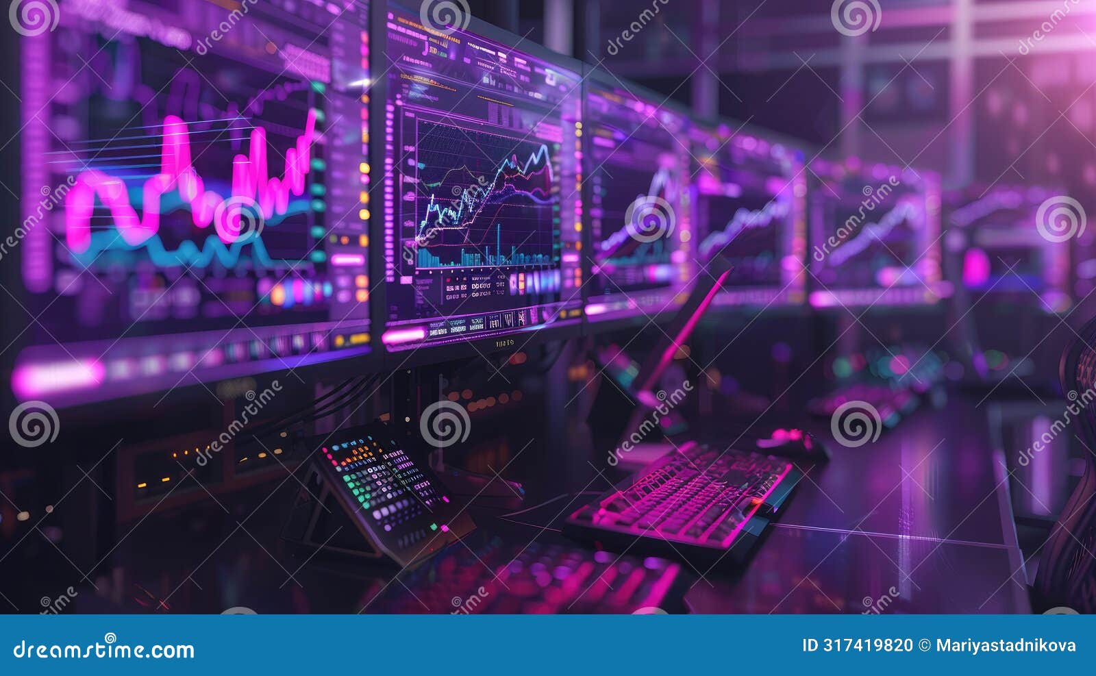 Digital Wallpaper with Charts and Graphs on Multiple Computer Screens ...