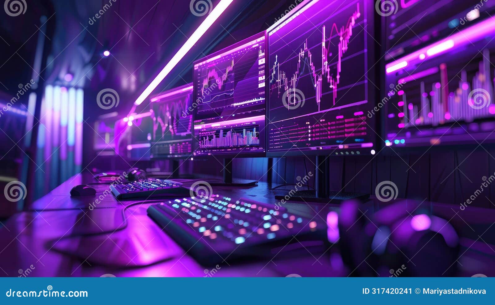 Digital Wallpaper with Charts and Graphs on Multiple Computer Screens ...