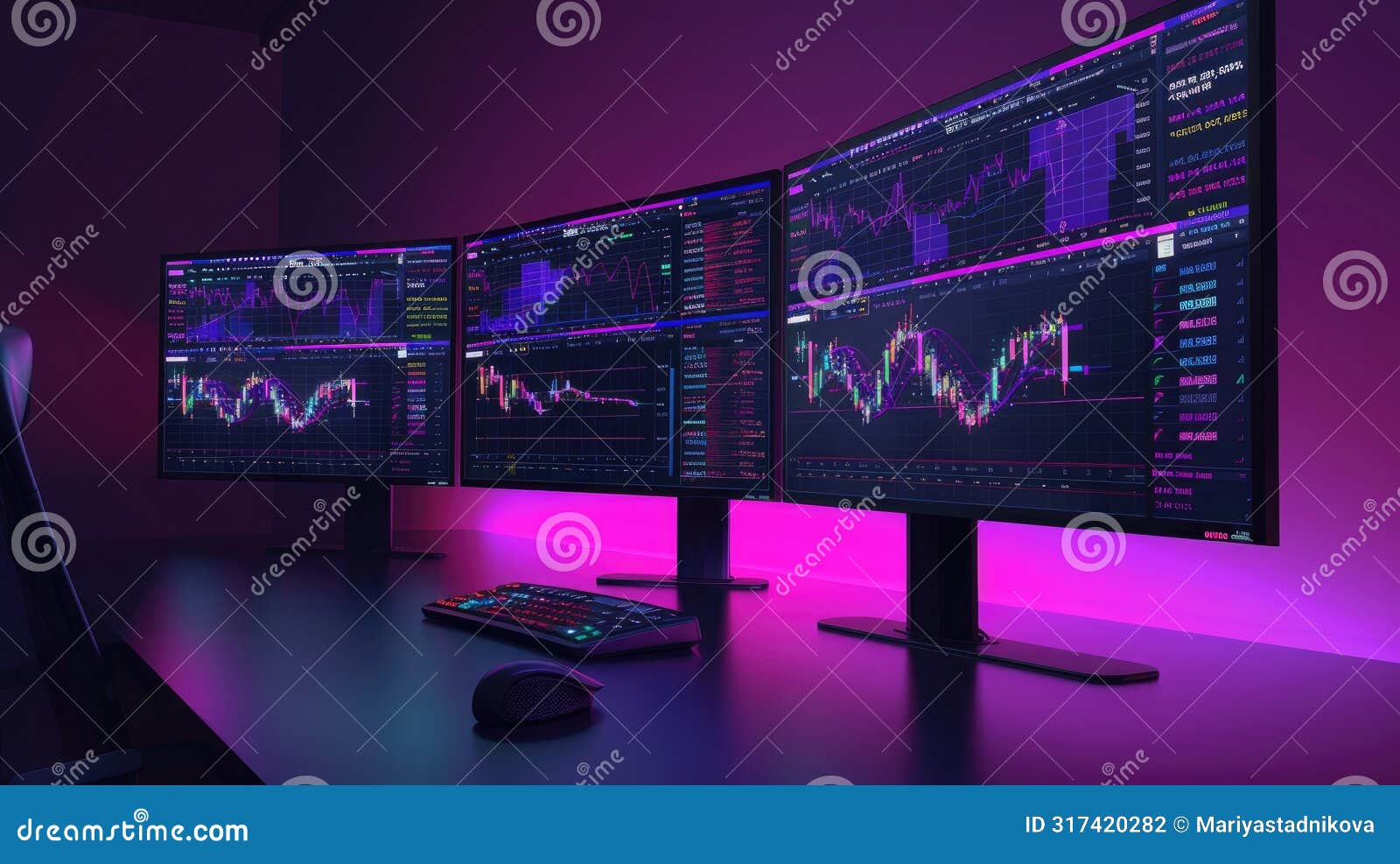 Digital Wallpaper with Charts and Graphs on Multiple Computer Screens ...