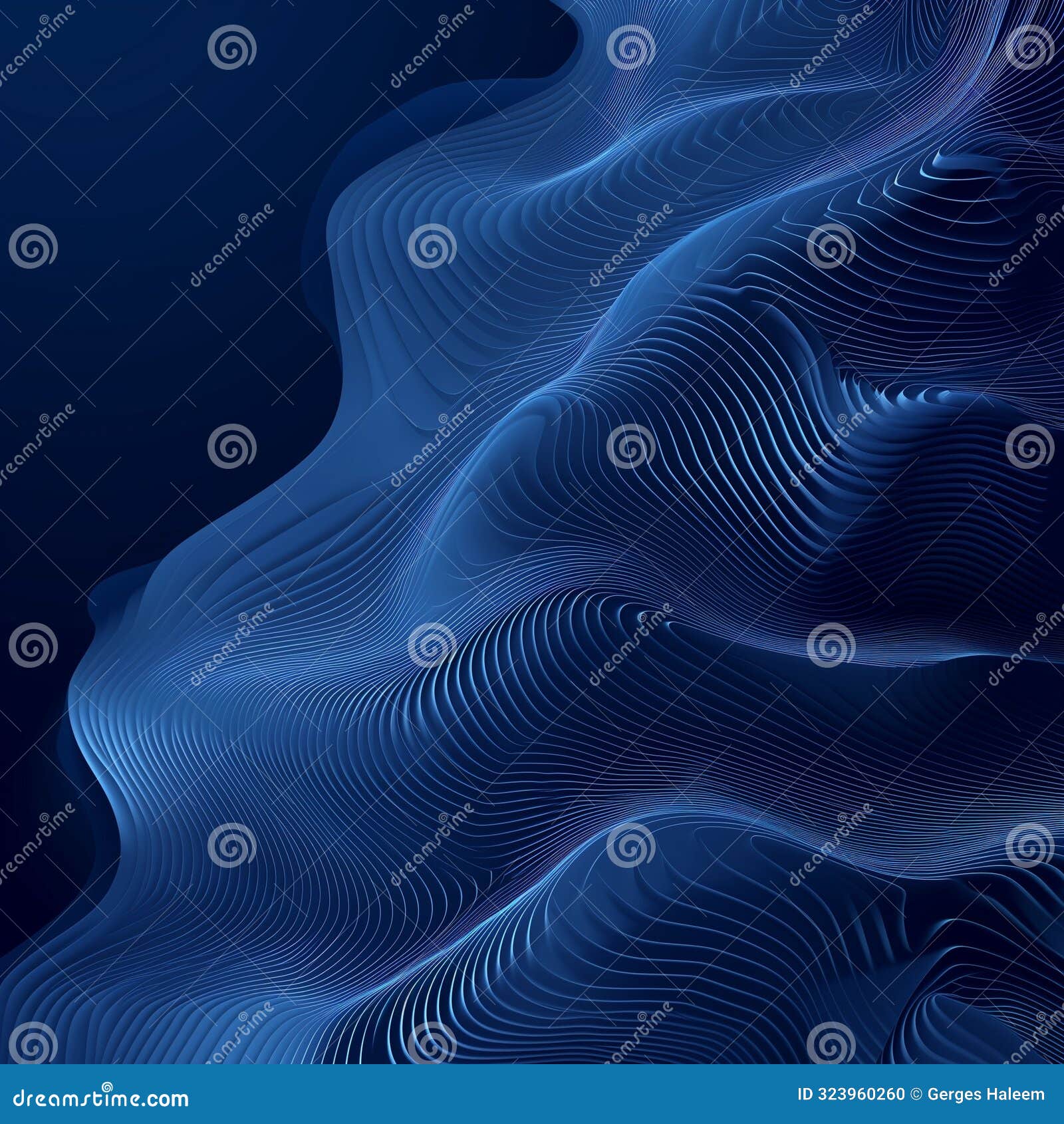 Abstract Blue Wavy Lines Pattern Digital Wallpaper Stock Illustration ...