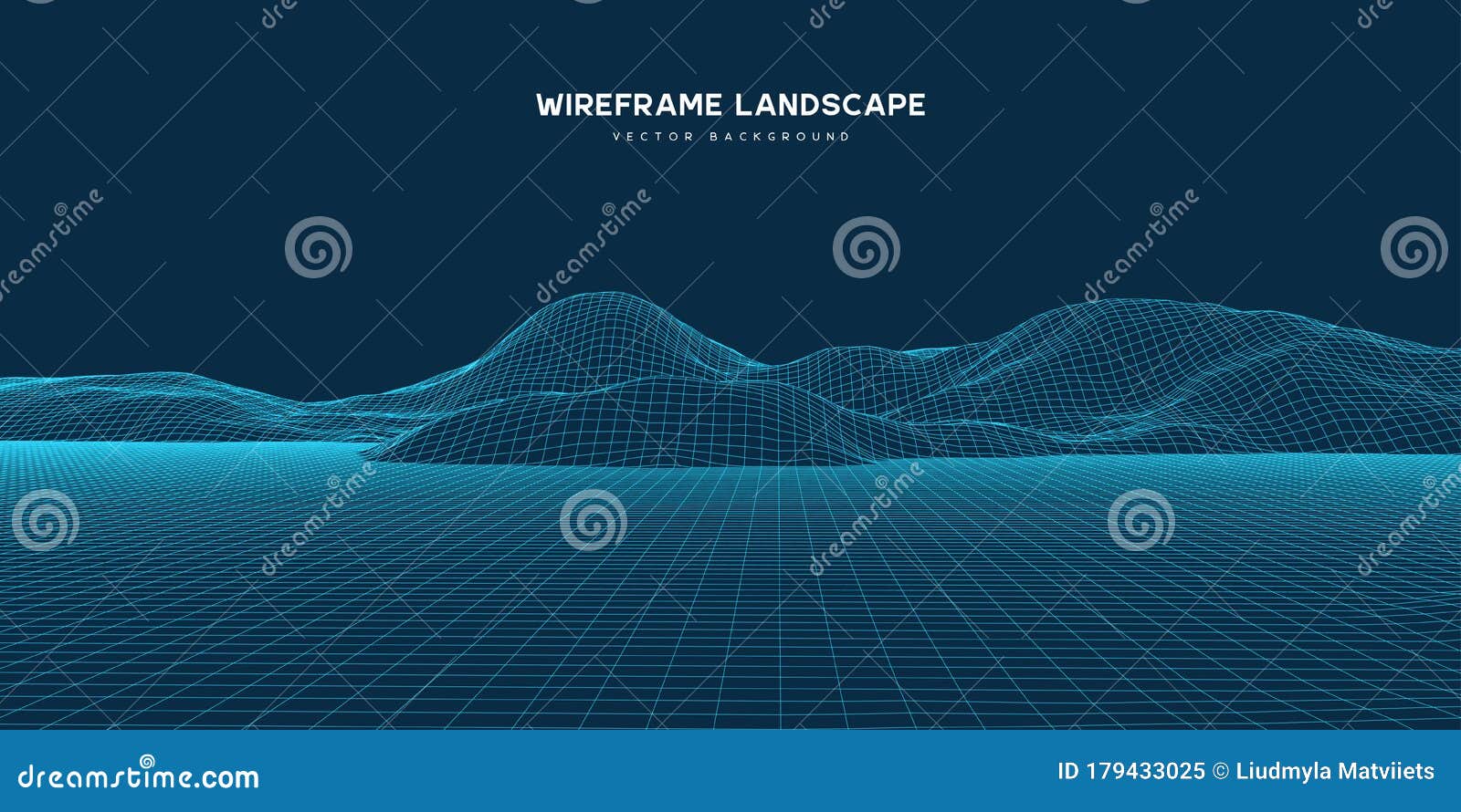 Digital Wareframe Landscape Background. Stock Vector - Illustration of ...