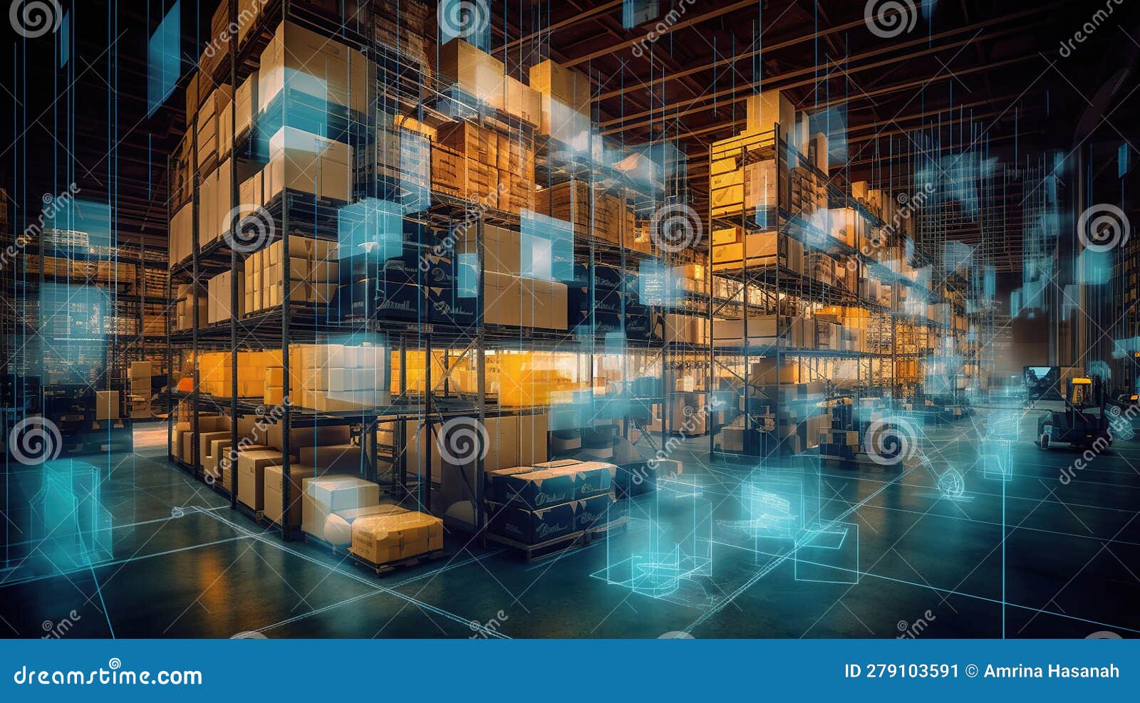 Digital Warehouse with Electronic Grids Connected To a Bar Code Scanner ...