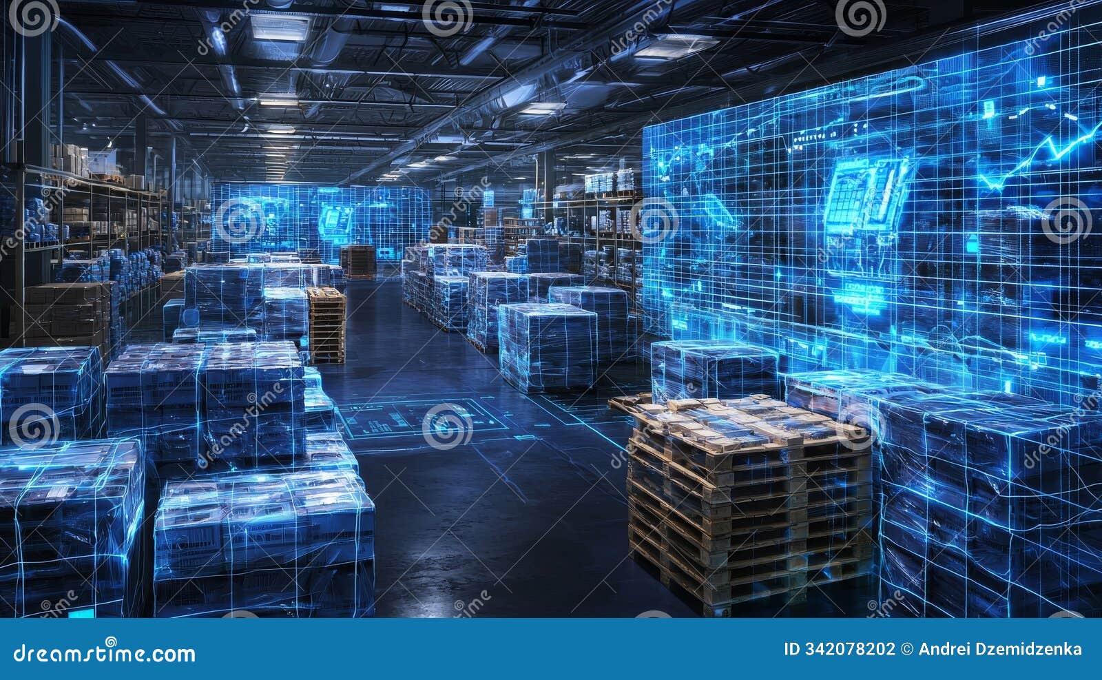 A Digital Warehouse with Grids Connected To a Barcode Scanner ...