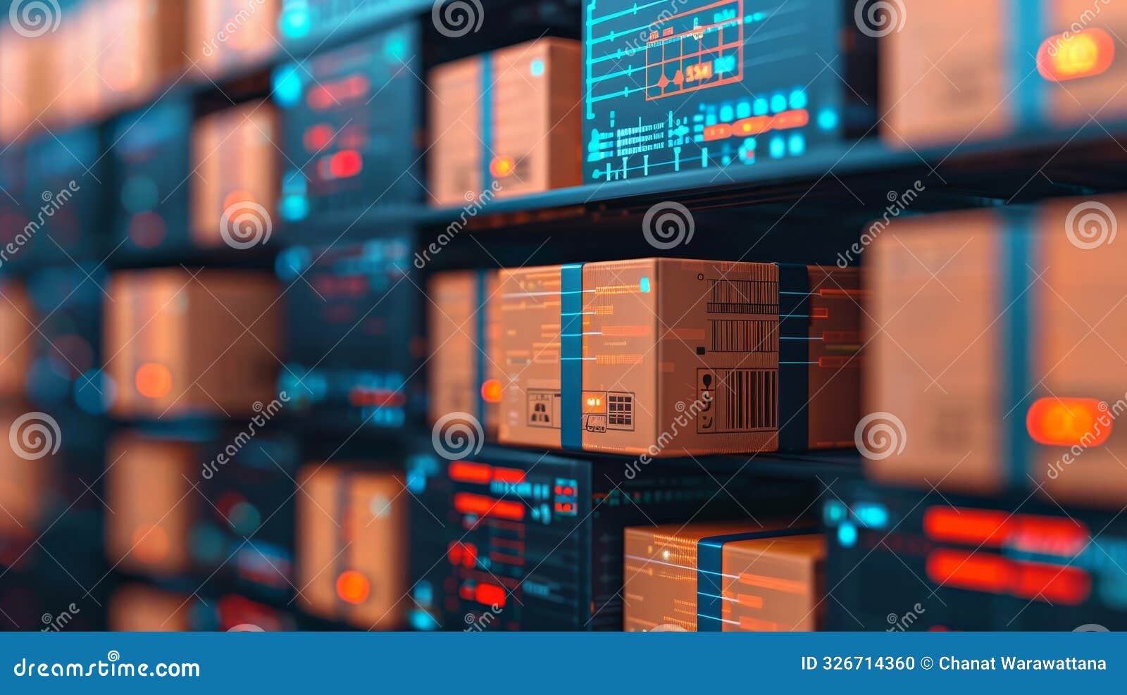Digital Warehouse Inventory Management System with Stacked Cardboard ...