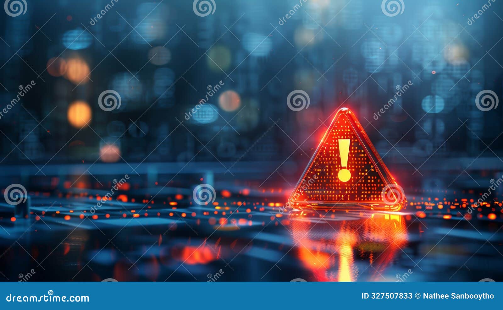 Digital Warning Alert on High-Tech Background Stock Illustration ...