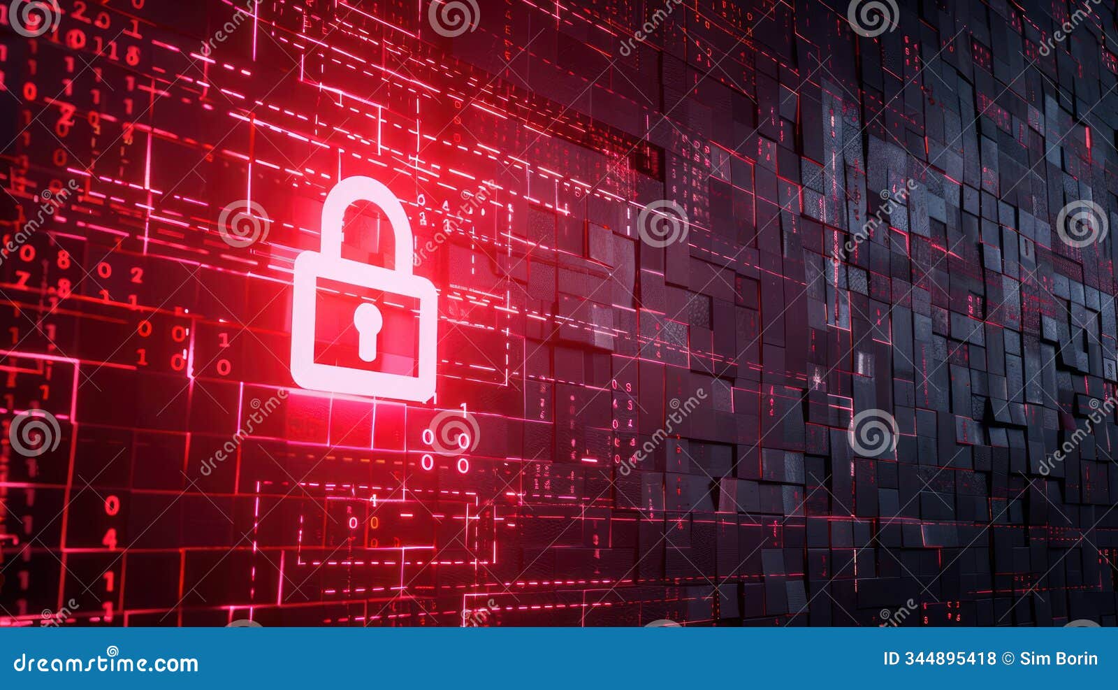 Digital Warning Sign Indicating an Encryption Stock Illustration ...