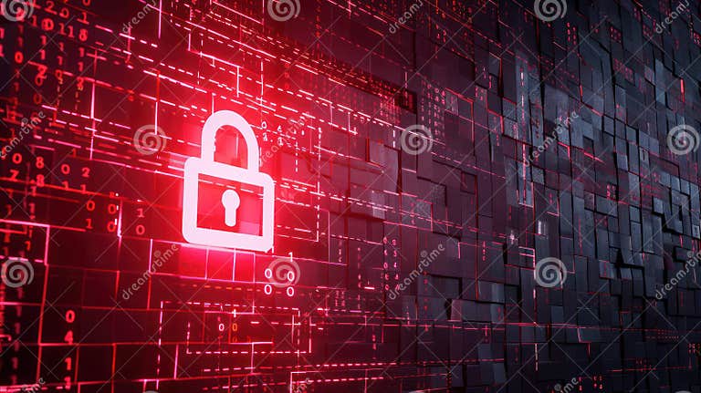 Digital Warning Sign Indicating an Encryption Stock Illustration ...