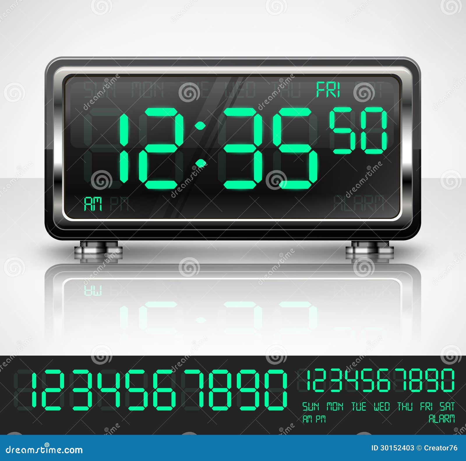 Digital watch on white stock vector. Illustration of time - 30152403