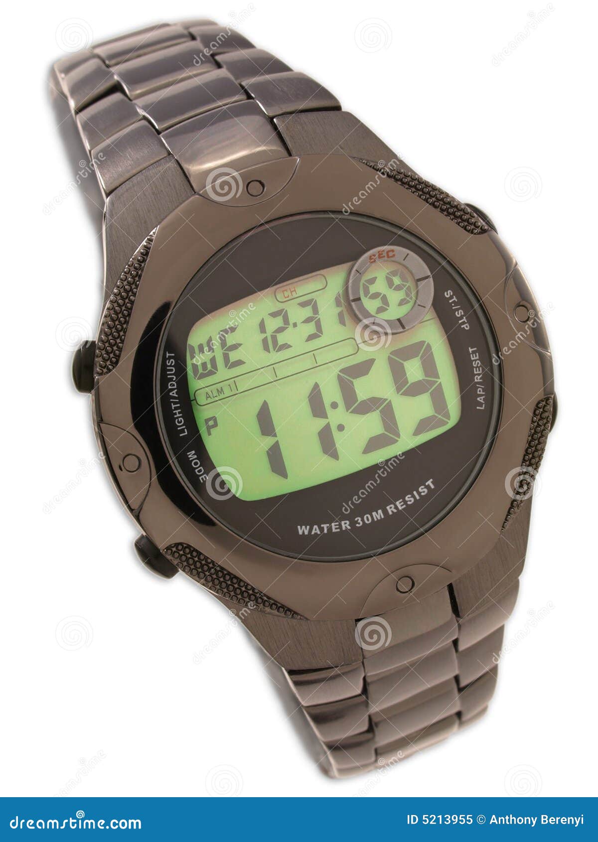 Digital Water Resistant Watch Stock Image - Image of clock, screen: 5213955