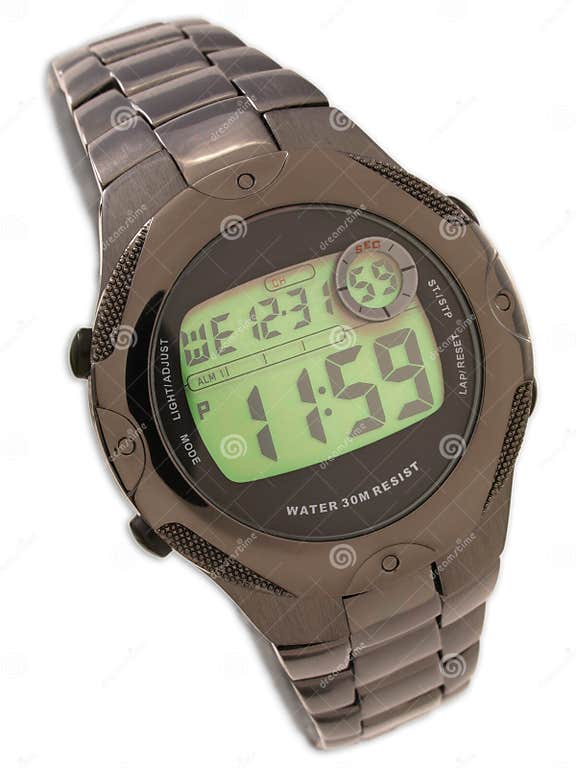 Digital Water Resistant Watch Stock Image - Image of clock, screen: 5213955
