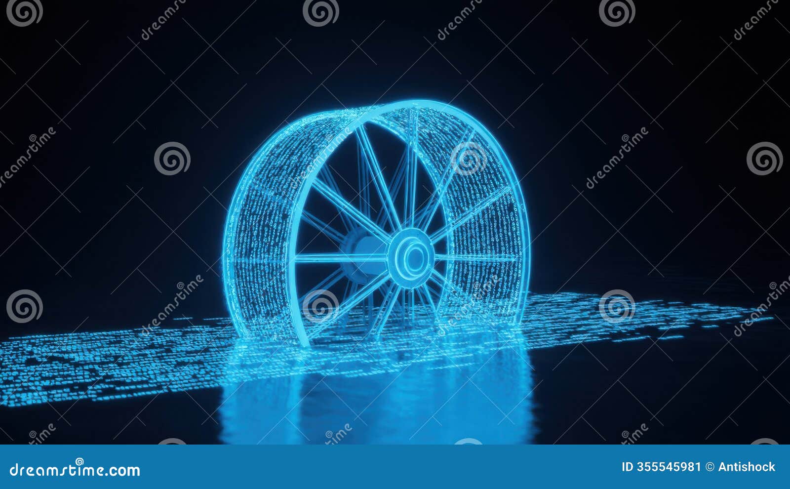 Digital Watermill with Binary Code Streams Flowing through Its Wheel ...