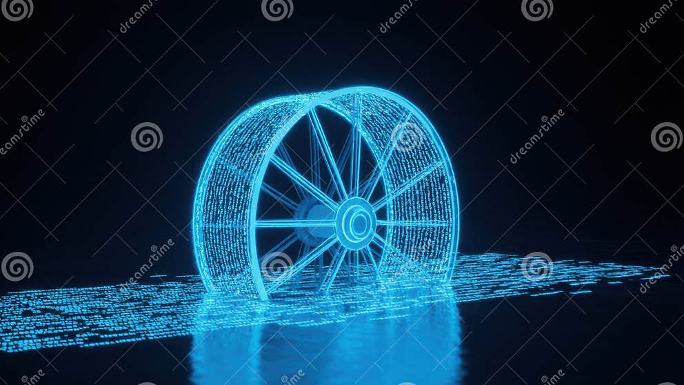 Digital Watermill with Binary Code Streams Flowing through Its Wheel ...