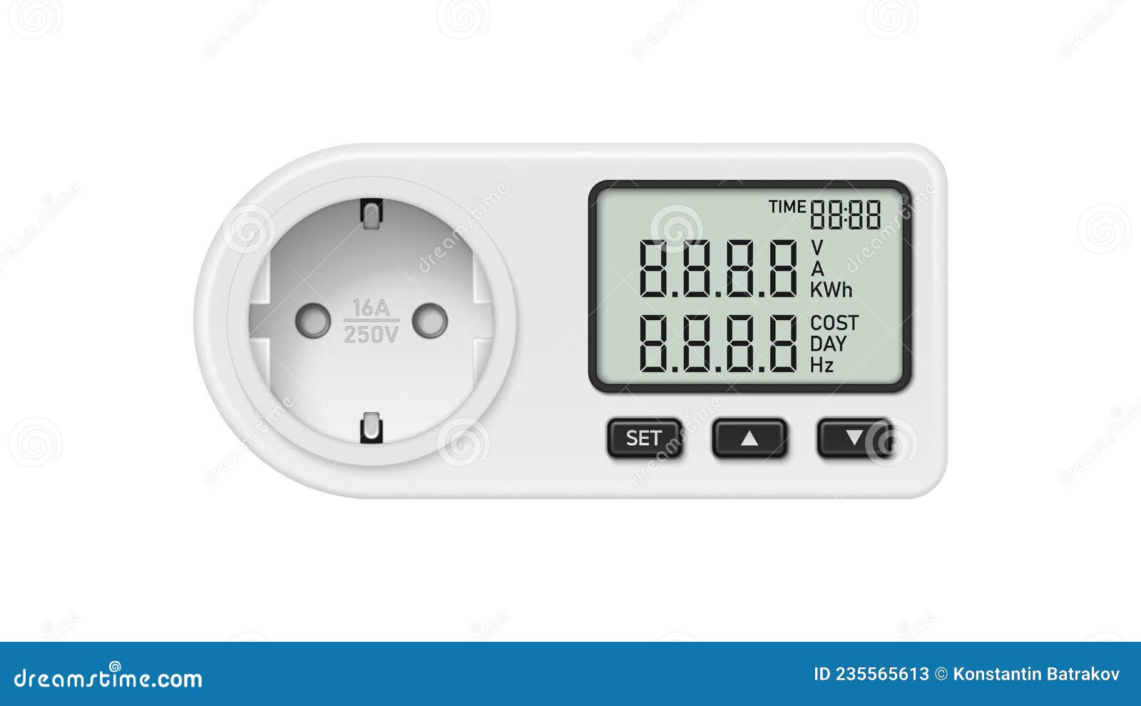 Digital Wattmeter for Power Outlet. Stock Vector - Illustration of ...