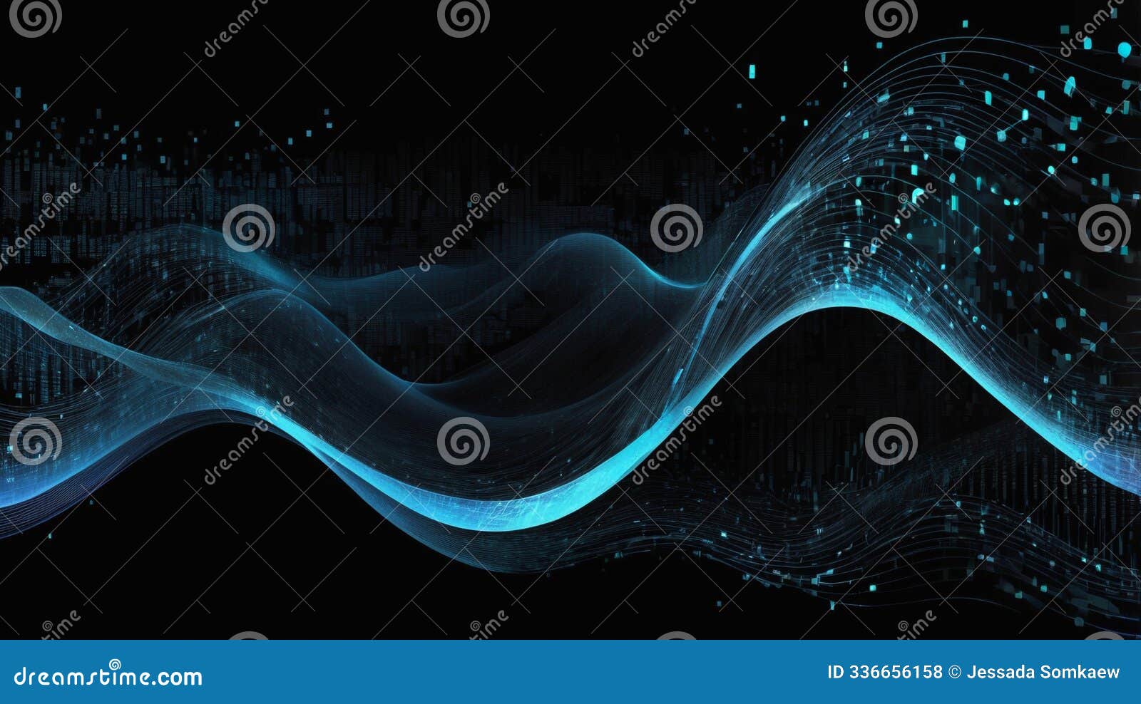 Digital Wave: an Abstract Wave of Binary Code, Pixels, and Geometric ...