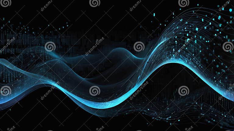 Digital Wave: an Abstract Wave of Binary Code, Pixels, and Geometric ...