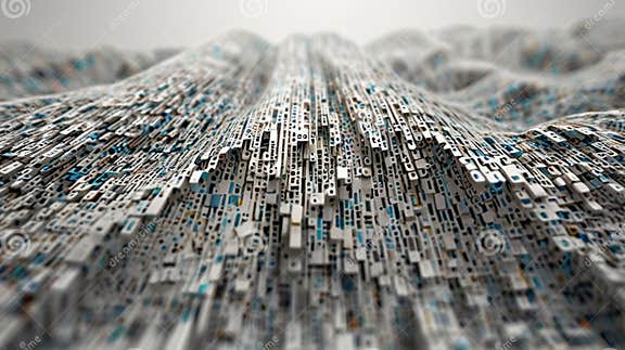 Digital Wave: an Abstract Wave of Binary Code, Pixels, and Geometric Shapes, Illustrating the ...