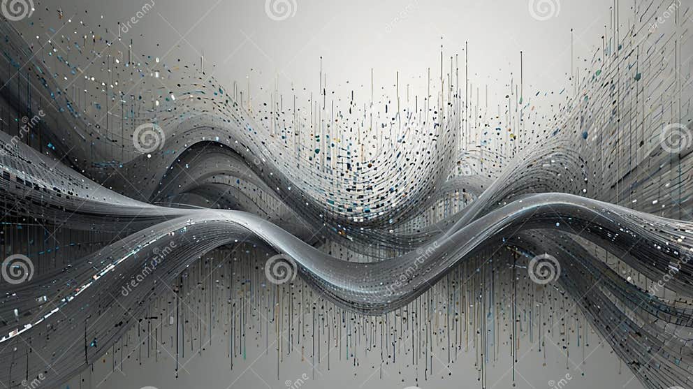 Digital Wave: an Abstract Wave of Binary Code, Pixels, and Geometric ...
