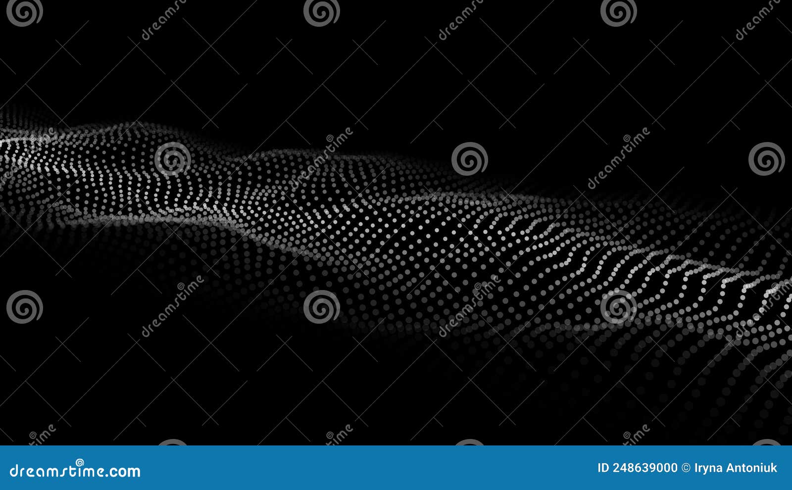 Digital Wave with Dots on the Black Background. Big Data Visualization ...