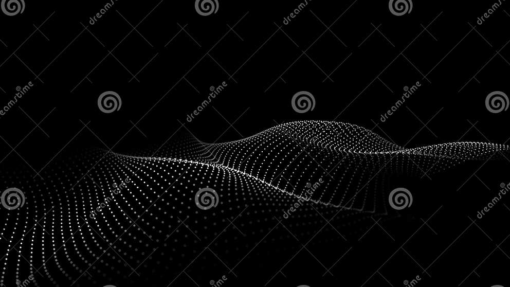 Digital Wave with Dots on the Black Background. Big Data Visualization ...