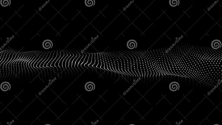 Digital Wave with Dots on the Black Background. Big Data Visualization ...
