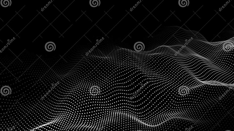 Digital Wave with Dots on the Black Background. Big Data Visualization ...