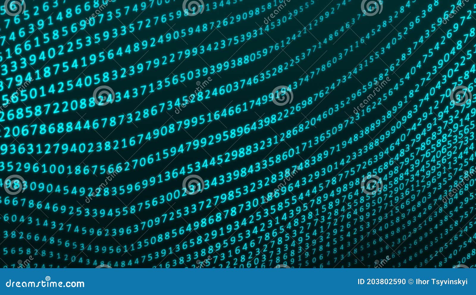 Digital Wave with Many Numbers. Cyberspace Background with Digits Set ...