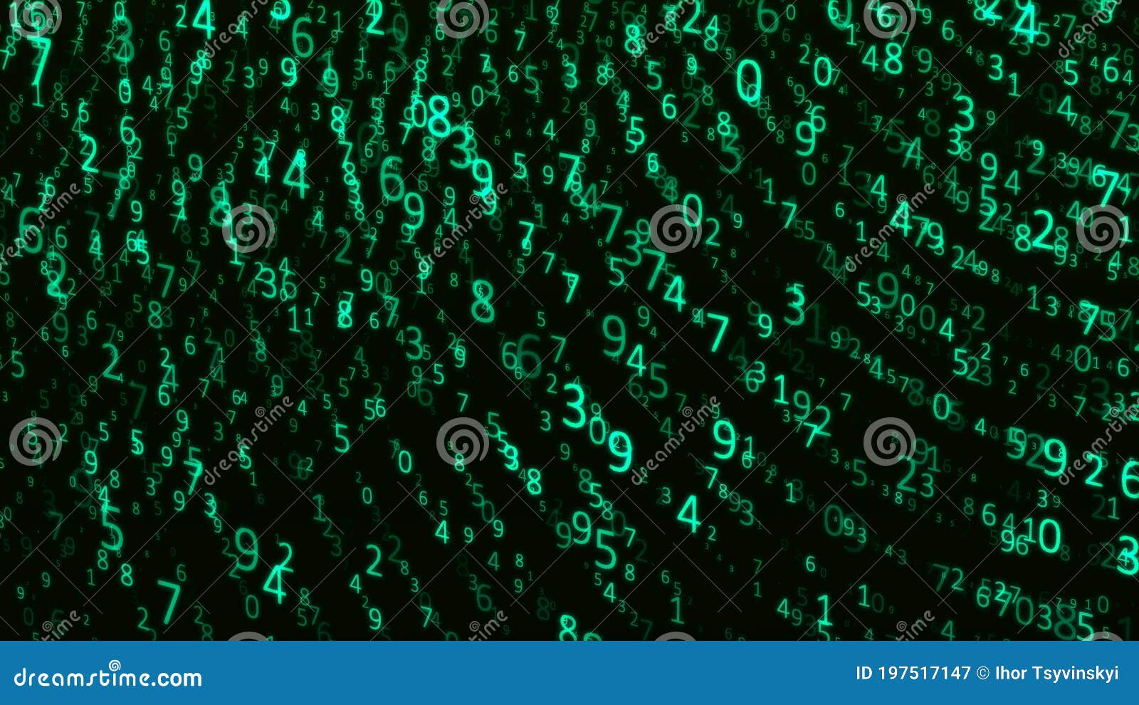 Digital Wave with Many Numbers. Cyberspace Background with Digits Set ...