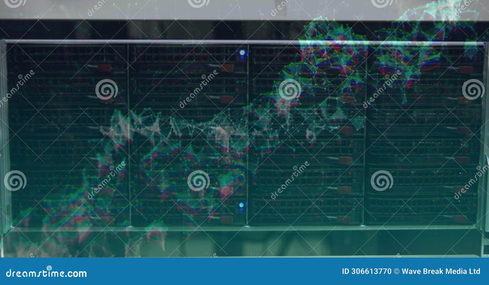 Digital Wave of Network of Connections Floating Against Computer Server ...