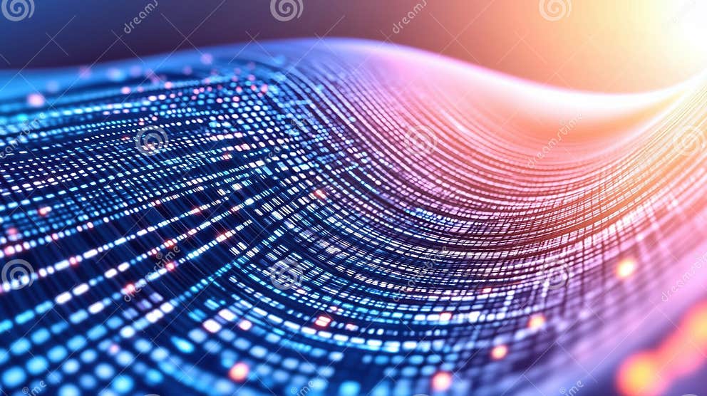 A Digital Wave Pattern with Bright Lights in the Background, AI Stock ...