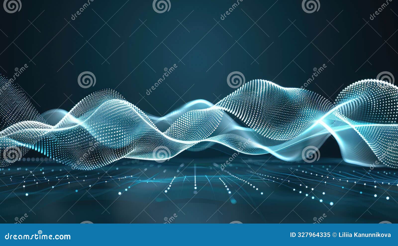 A Digital Wave Pattern of White Dots on a Dark Blue Background Stock ...