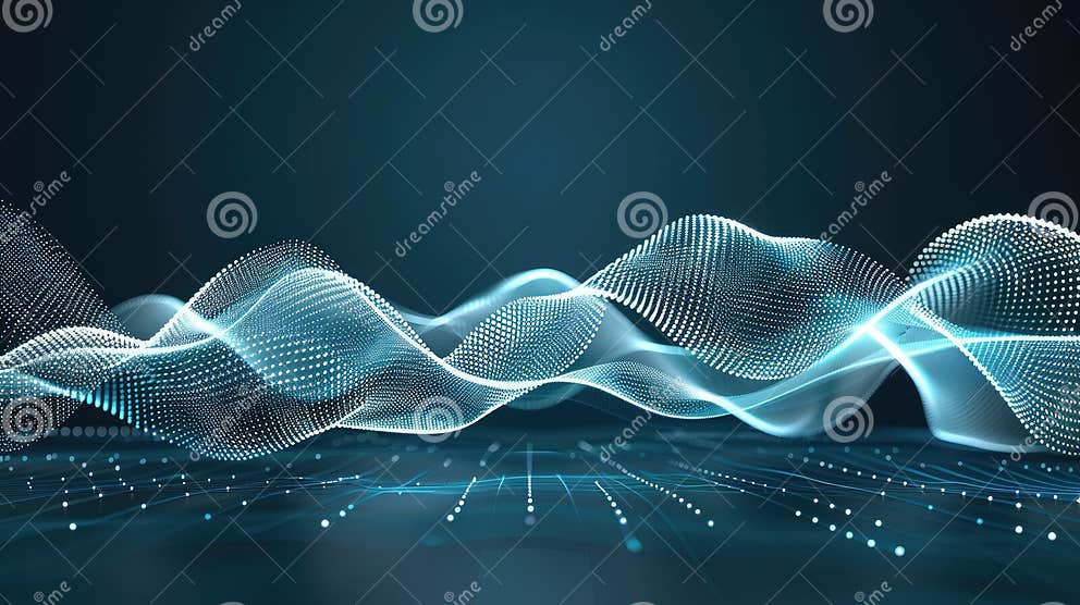A Digital Wave Pattern of White Dots on a Dark Blue Background Stock ...