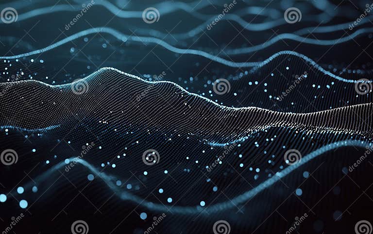 Digital Wave Patterns with Intricate Lighting Effects Creating a ...