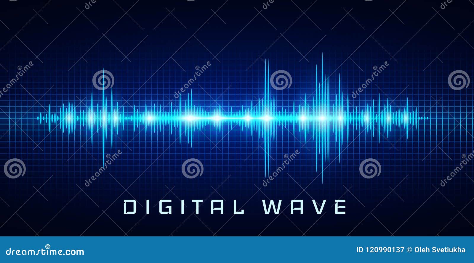 Digital Wave, Sound Waves Oscillating Glow Light, Abstract Technology ...