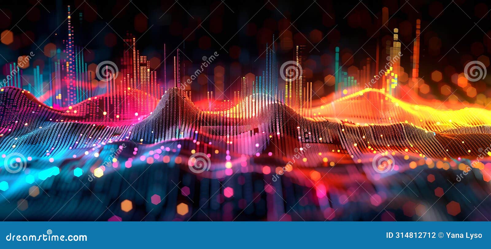 Digital Wave Spectrum with Dynamic Particle System in a Data Flow Visualization. Conceptual ...
