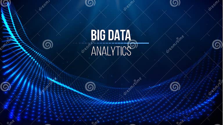 Digital Wave Visualization of Big Data Analytics in a Blue Futuristic Background. Data Science ...
