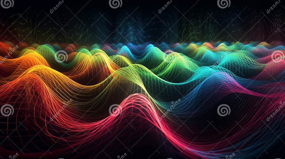 Digital Wave Wallpaper with Generative Ai. Generative Ai Stock Photo ...