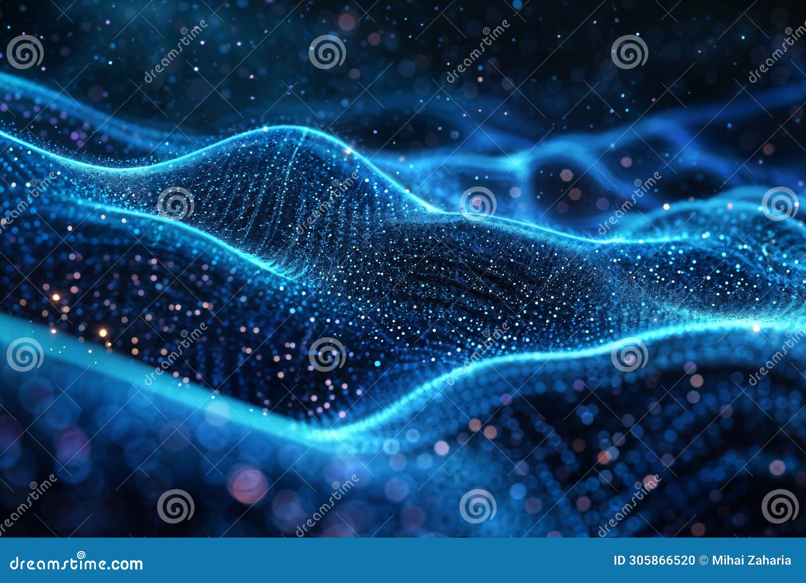 Digital Waveform Visualization in Blue Stock Illustration ...