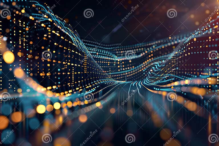 Digital Waves of Data Flowing through a Network Stock Illustration - Illustration of pattern ...